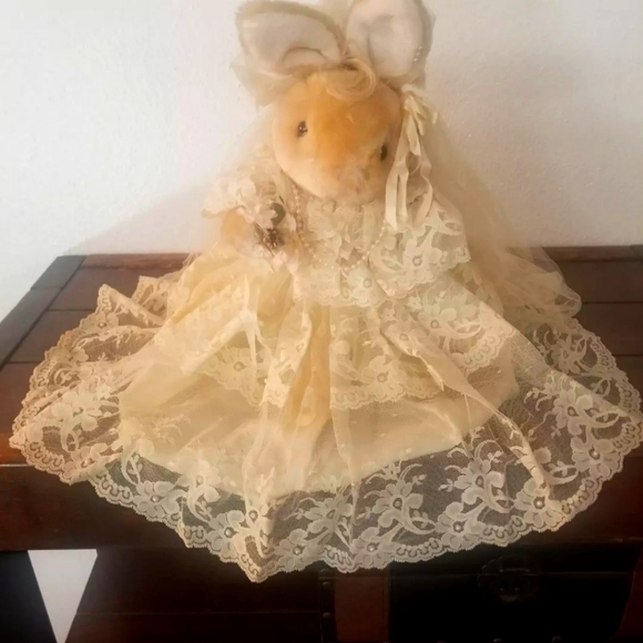 Vintage | Other | Bunny Rabbit Bride Bridal Gift Lace Soft Detailed ...